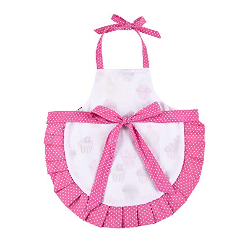 Cupcake Kids Apron, Pink Baking Bib Apron for 2-6 Years Child, Adjustable Kitchen Apron for Little Girls, Cooking, Daughters, Gardening, Toddler Gift