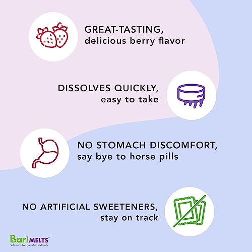 BariMelts Calcium Citrate, Dissolvable Bariatric Vitamins, Natural Berry Flavor, 120 Fast Melting Tablets