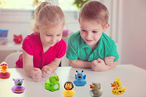 Assorted Rubber Ducks Toy Duckies for Kids and Toddlers, Bath Birthday Baby Showers Classroom, Summer Beach and Pool Activity, 2" Inches (25-Pack)