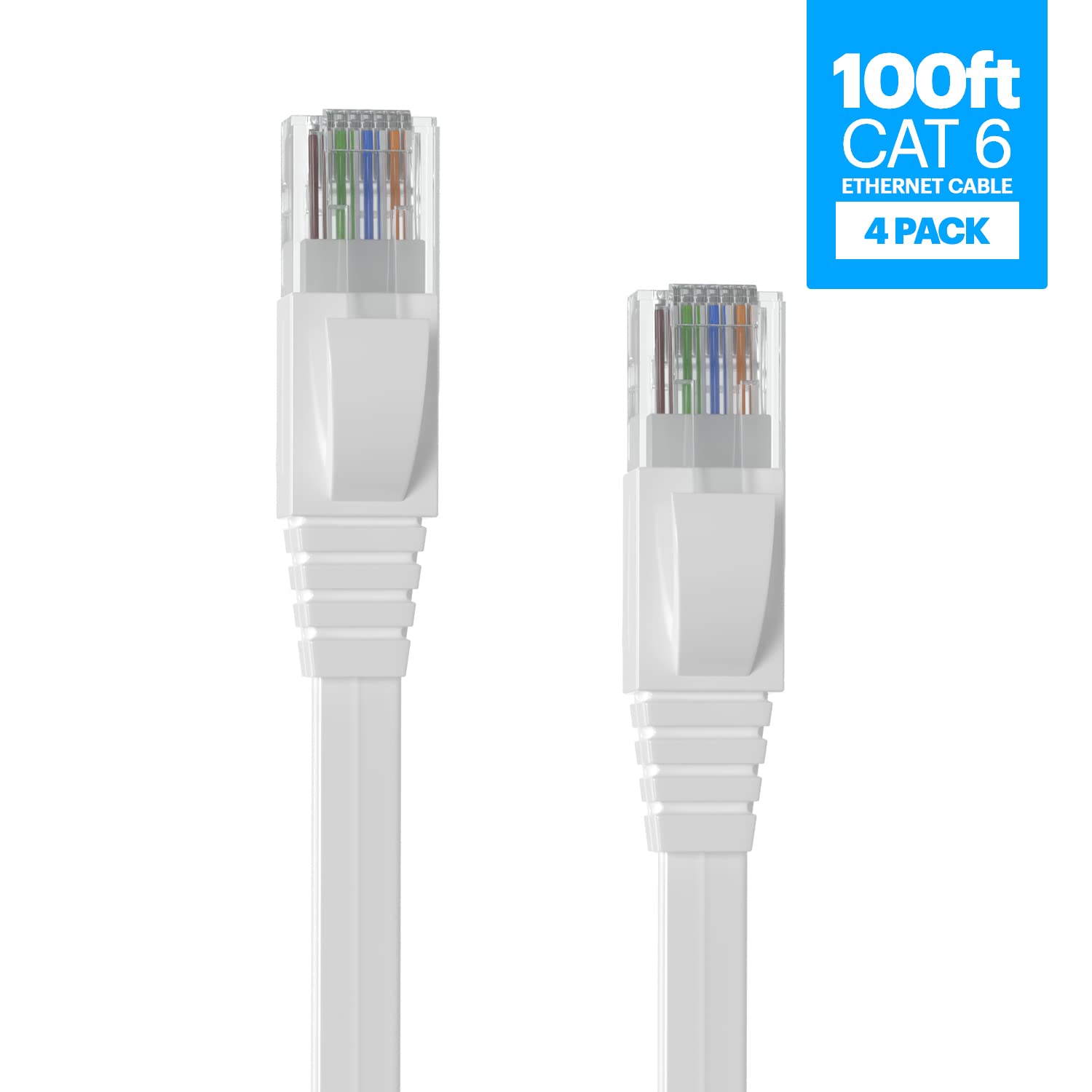 Amcrest CAT6E 4K-Rated Video POE Ethernet Cable 100ft Internet High Speed Network Cable for PoE Security IP Cameras, Smart TV, PS4, Xbox One, Router, Laptop, Computer, Home (4PACK-CAT6ECABLE100)