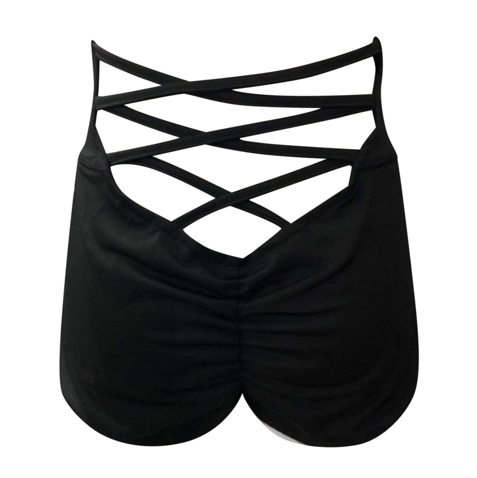 Bblulu Women's Athletic Shorts Criss Cross Elasticity Workout Yoga Shorts Running Gym Sport Pants Non See Through Tights