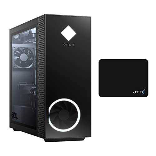 OMEN 30L Gaming Desktop Gamer Tower, GeForce RTX 3060 Ti 8GB Graphics, AMD 8-Core Ryzen 7 5800X Beat i7-10700F (64GB DDR4 RAM| 2TB PCIe SSD| 2TB HDD) WiFi Bluetooth 750 Watts Windows 10, JTD Mouse Pad