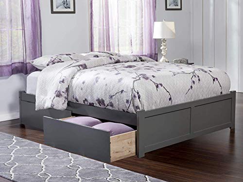 AFI Concord Queen Size Platform Bed with Footboard & Storage Drawers in Grey