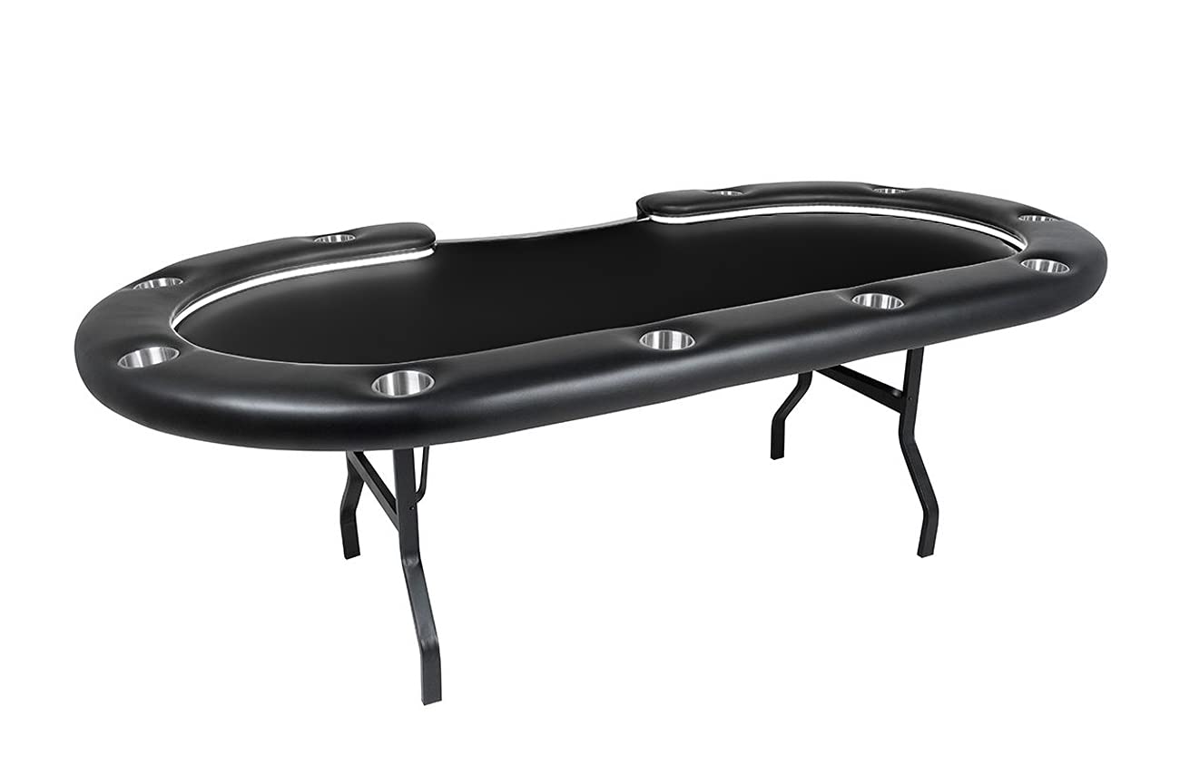 BBO Poker Aces Pro Alpha Lighted Folding Poker Table for 10 Players with Felt Playing Surface, 96.5-Inch Oval (Black)