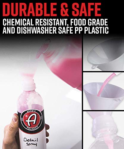 Adam's EZ-Fill Threaded Funnel - Twist On Empty Spray Bottle Refill Funnel | For Home, Car Detailing. Cleaning Supplies, Kitchen, Bath, Essential Oils, Powders | Universal Fit For Various Size Bottles