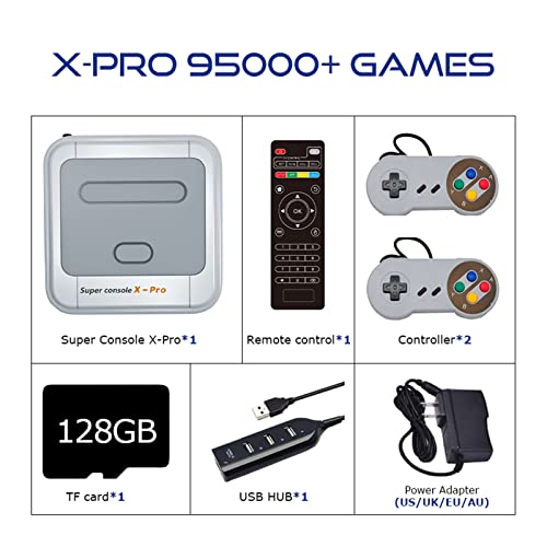 256GB X PRO Retro Game Console with 117,000+ Games, Dual System, Video Game Console for 4K HD TV, 2 Controllers, WiFi/LAN, Great Gift for Friends