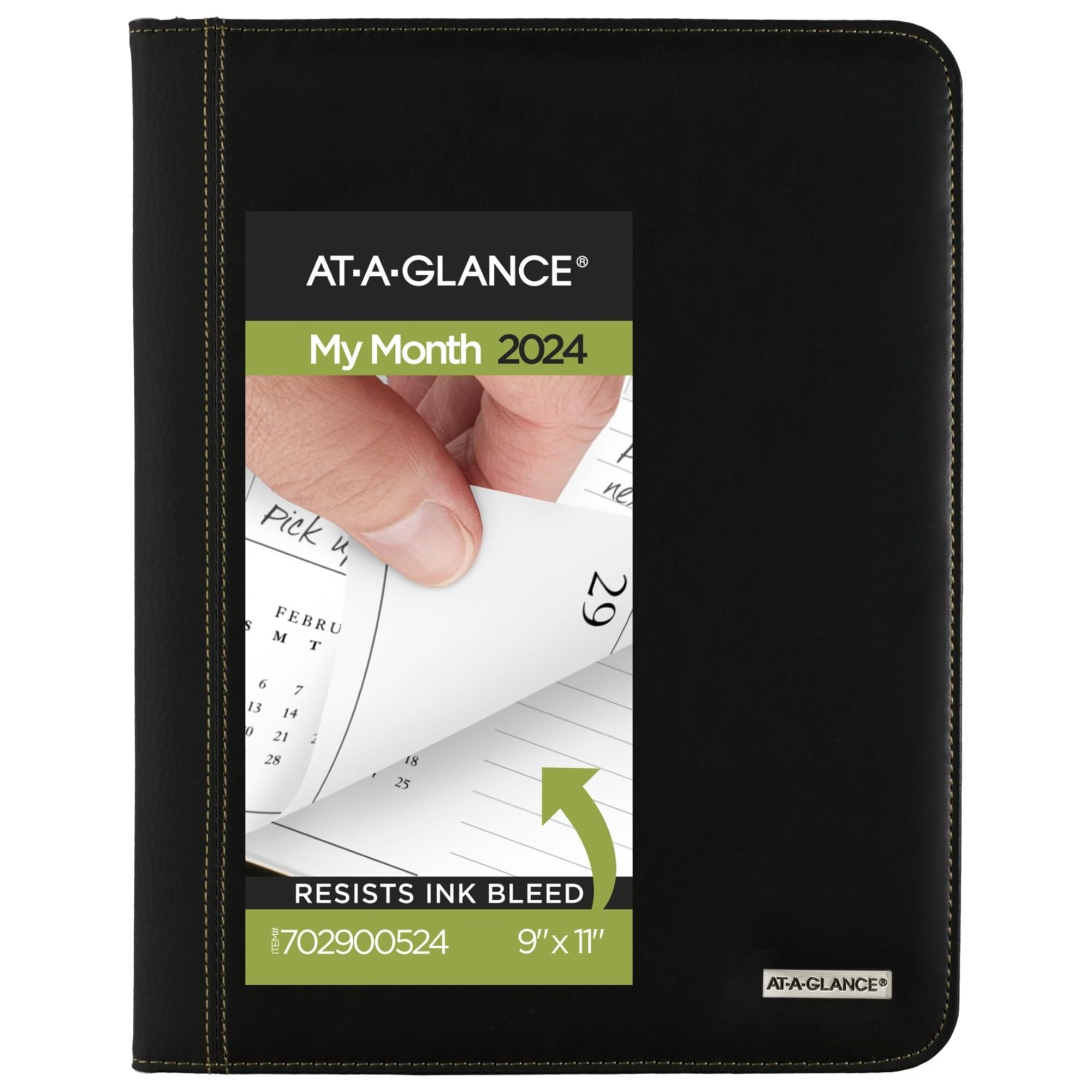 2024-2025 AT-A-GLANCEĀ® Executive 13-Month Monthly Padfolio, 9" x 11", Black, January 2024 to January 2025, 7029005