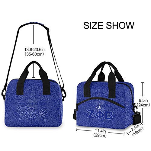 BBGreek Zeta Phi Beta Sorority Paraphernalia - Lunch Tote Bag with Shoulder Straps - Official Vendor - Zentangle