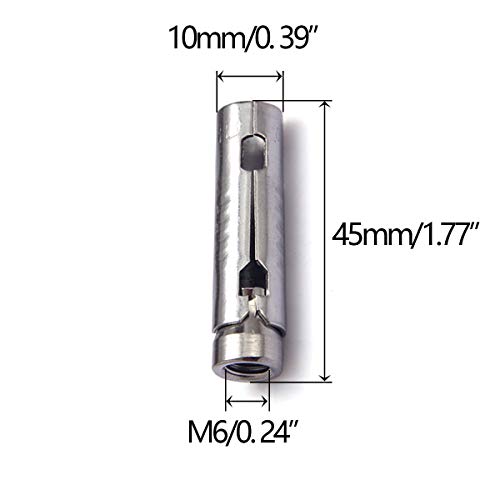 L-A M6 304 Stainless Steel Expansion Tube Anchor Expansion Pipe Internal Expansion Bolt M6 for Solid Wall and Drywall Anchor(5 Pcs), silver