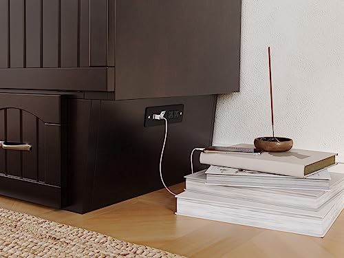 AFI, Nantucket Twin Murphy Bed Chest with Mattress, Storage Drawer and Built-In USB Charger, Espresso