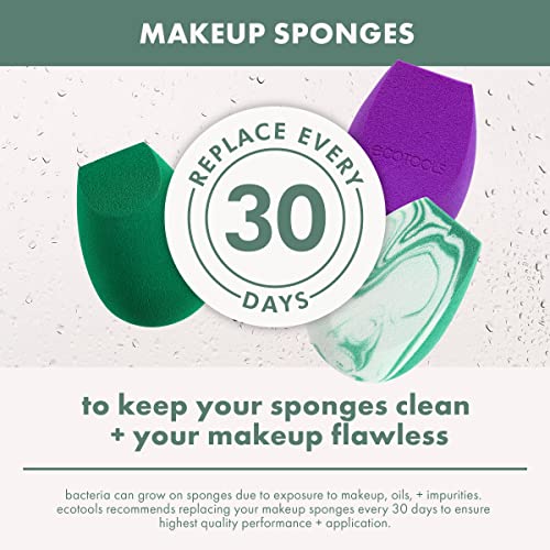 EcoTools Bioblender Makeup Sponge Trio, Large, Medium, & Small Beauty Sponges, Natural Makeup Blender Beauty Sponges for Liquid and Cream Foundation, Cruelty Free and Vegan, 3 Count