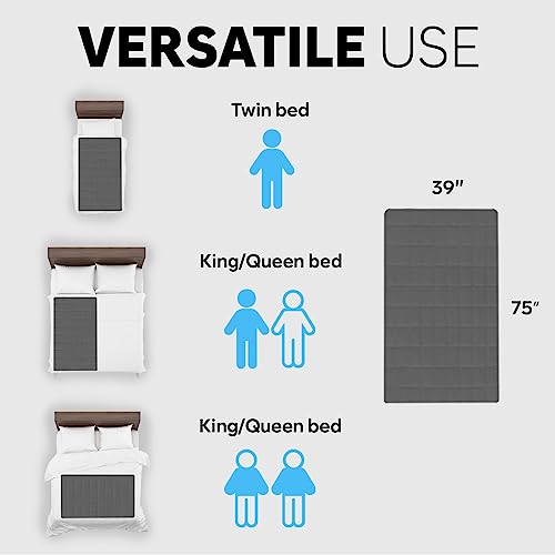 Adamson B10 Gray - New 2023 - Bed Cooling System + 100% Cotton Cooling Mattress Topper for Night Sweats + Water Bed Cooler Ideal for Hot Sleepers - Twin 75β L x 39β W + 5-Year Warranty