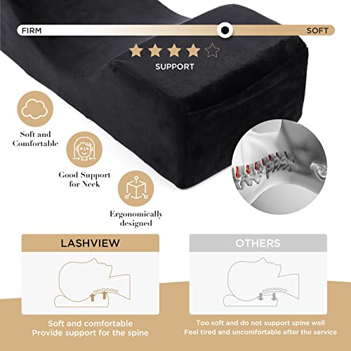 LASHVIEW Lash Pillow for Lash Extensions,Eyelash Extension Neck Pillow With Acrylic Shelf Organizer Stand, PU Leather Waterproof Lash Extension Grafting Pillow Makeup Tool Display Cabinet Shelves
