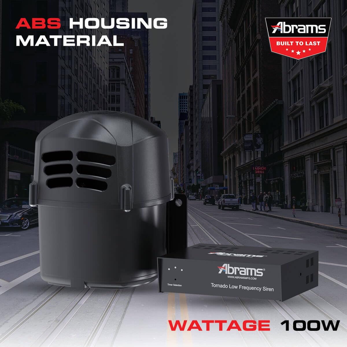 Abrams Tornado Low Frequency Siren Intersection Clearing System (add-on to any 100-200 watt siren system) SWAT Fire Truck EMS ATV POV Police Car Siren Speaker System Powerful Low Vibration Tone