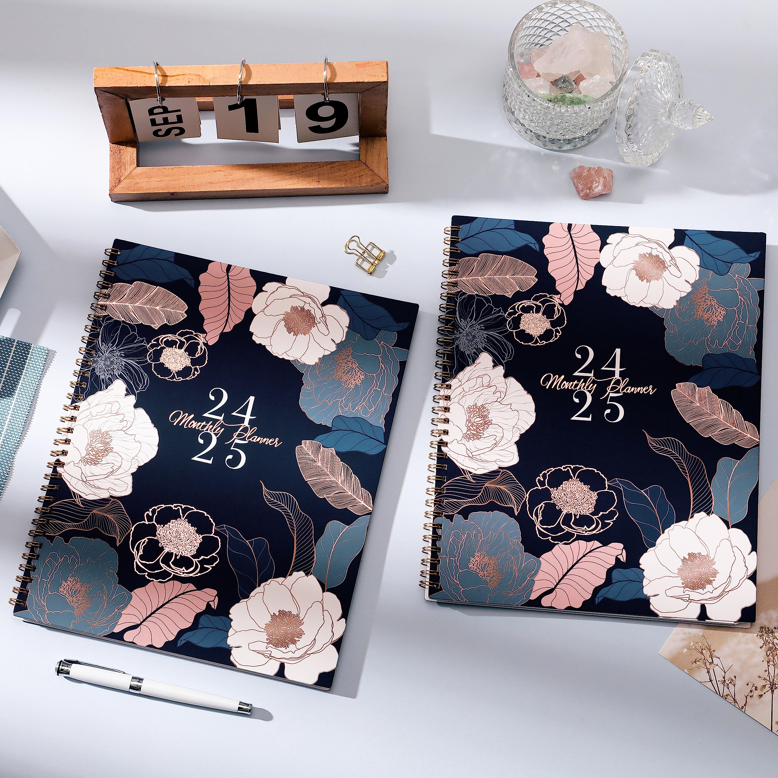 2024-2025 Monthly Planner/Calendar - Jan. 2024 - Dec. 2025, Monthly Planner 2024-2025, 9" × 11", Two-Year Monthly Planner with Flexible Cover, Twin-Wire Binding, Monthly Tabs, Pockets, Thick Paper -