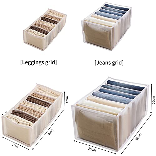 2PCS Clothes Organizer(7 Grids)Drawer Dividers for Clothes - Foldable Grid Storage Box with Multiple Layers, Portable Washable Storage Containers for Scarves, Leggings, T-shirts, Jeans (T-Shirts with 9Grids, Black)