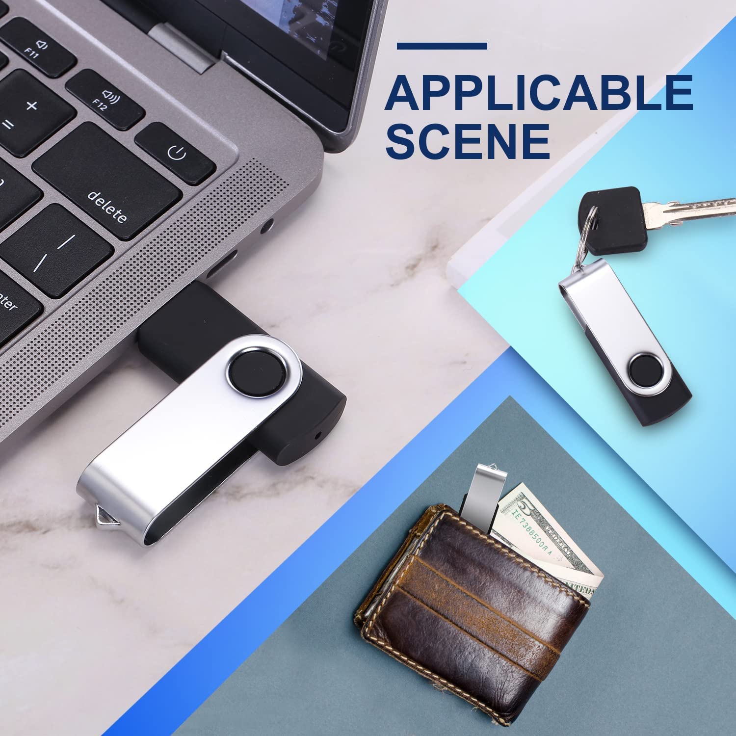 2TB Swivel Memory Stick Large Capacity Thumb Drive, 2TB USB Drive with Keychain Jump Drive Data Storage Compatible with Computer/Laptop