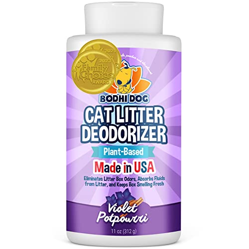 Bodhi Dog Natural Cat Litter Box Odor Eliminator โ Best Litter Deodorizer for Strong Urine Odor โ Fewer Cat Box Changes โ Safe for Kitty Boxes - Violet Potpourri Scent