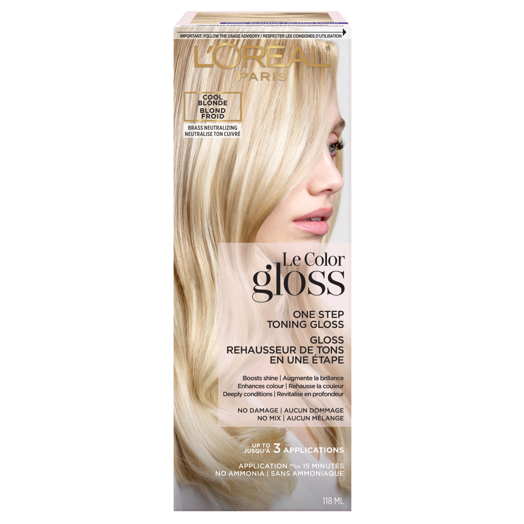 LâOrĂ©al Paris Le Color One Step Hair Toning Gloss, Cool Blonde, 4 Ounce