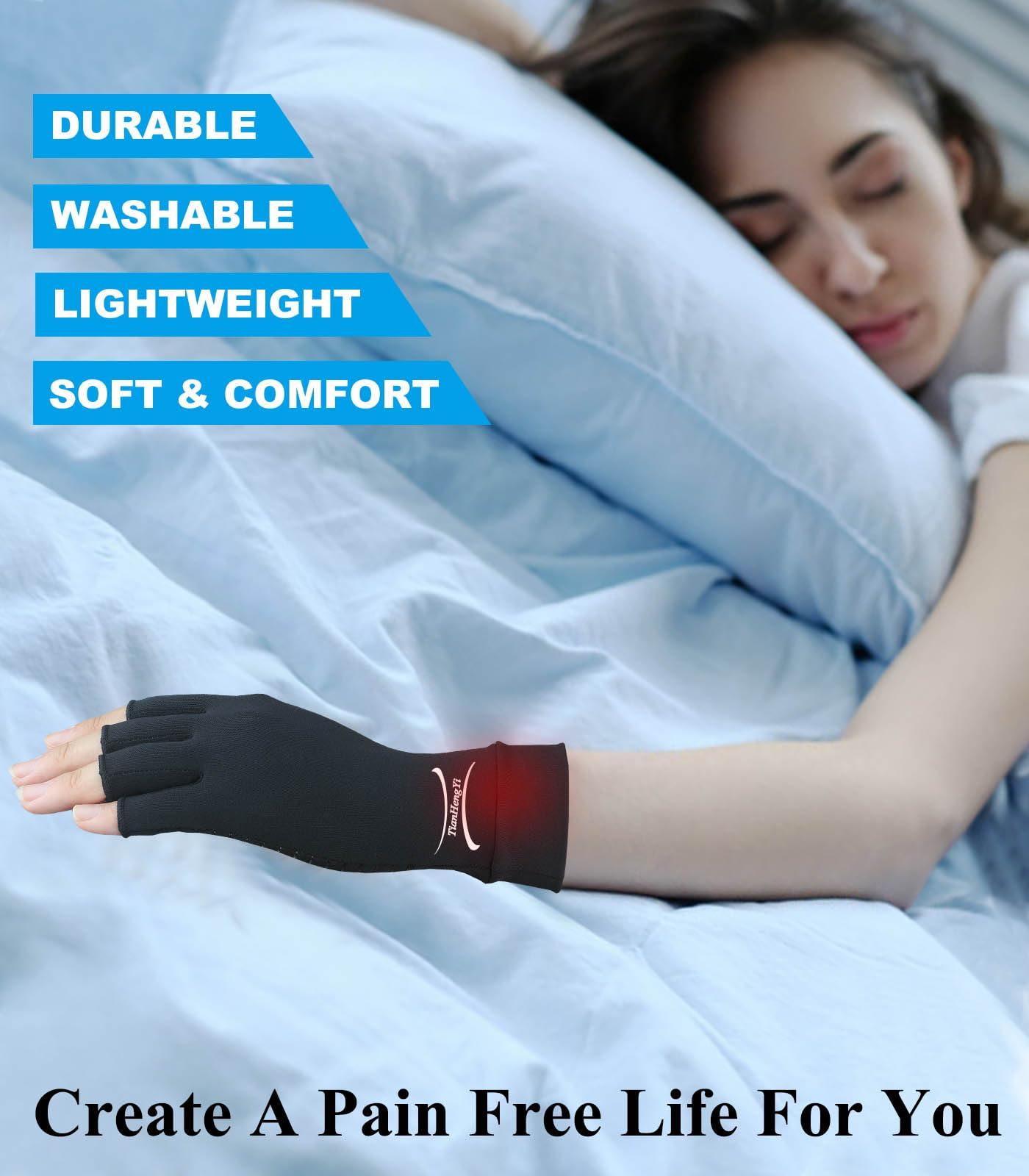 2 Pairs Copper Arthritis Gloves for Women, Compression Gloves for Men for Pain, Fingerless Hand Gloves for Carpal Tunnel, Crochet, Relieve Pain, Swelling, Support Wrist and Joint, Typing (Medium)