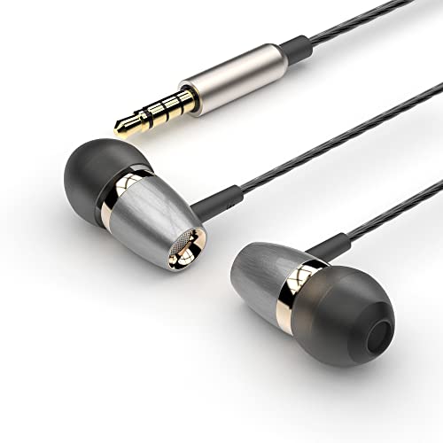 Betron in-Ear Headphones with Microphone - Extra S/M/L Noise Isolating Earbud Tips, Carry Case, Tangle-Free Cable, Wired 3.5mm Connection