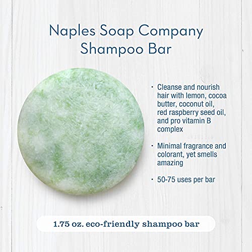 Naples Soap Company Solid Shampoo Bar for All Hair Types – Eco-Friendly, Free of Parabens, Alcohol, Pthalates – Handmade, pH Balanced, Hydrating Haircare, Lasts 50-75 Uses – Stimulating Scalp, 1.75 oz