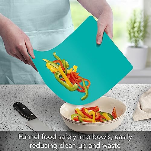 Cut N’ Funnel Blue Caraco 2 Pack Thick Multicolor Plastic Cutting Board Mats Made in the USA BPA & PVC Free Plastic