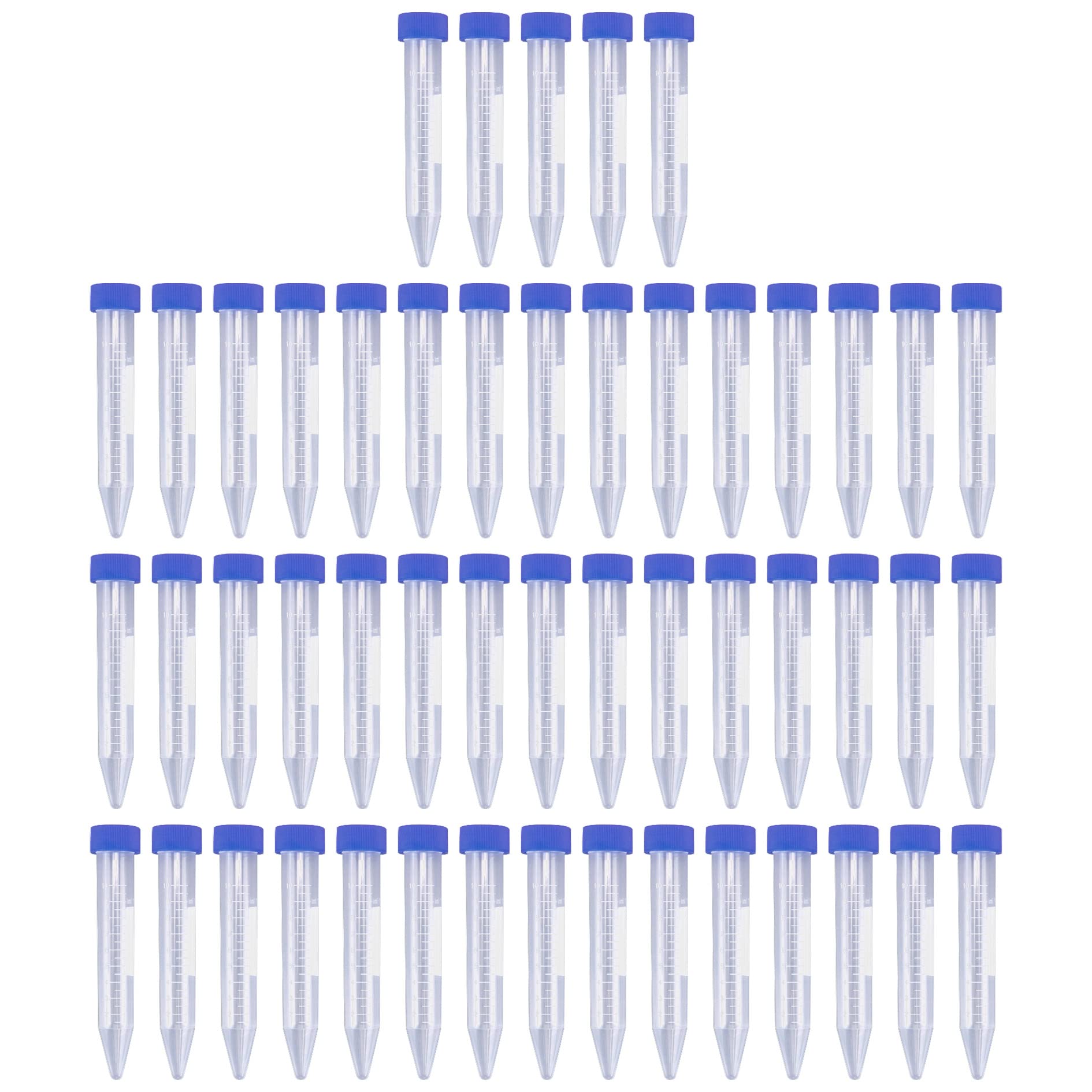 Antrader Centrifuge Tubes 10mL,Conical Tubes Sterile 50 PCS with Screw Caps,Plastic Container with with Graduated and Write Marks(Blue)