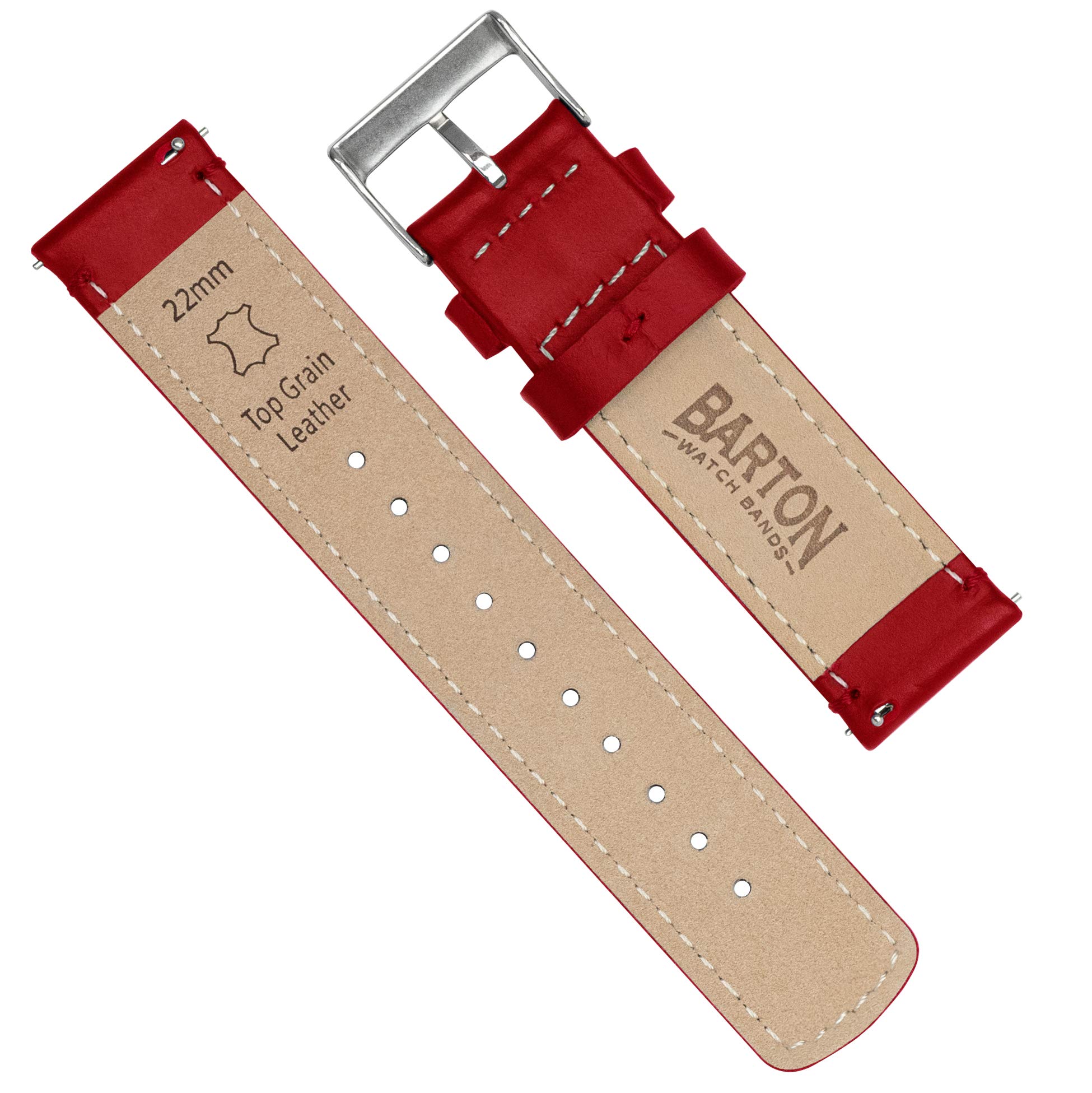24mm Black/Linen BARTON Quick Release Top Grain Leather Watch Band Strap