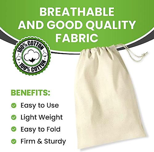 Cotton Bag Drawstring - 6 Pack, Canvas Bags 18'' X 18'' inch - Machine Washable Cotton Fabric - Storage Sack for Dirty Clothes, Basket Liner, Hamper Bag, Liner Replacement, delicates, Sleeping Bag, Reusable Travel Dorm and Basket Closure