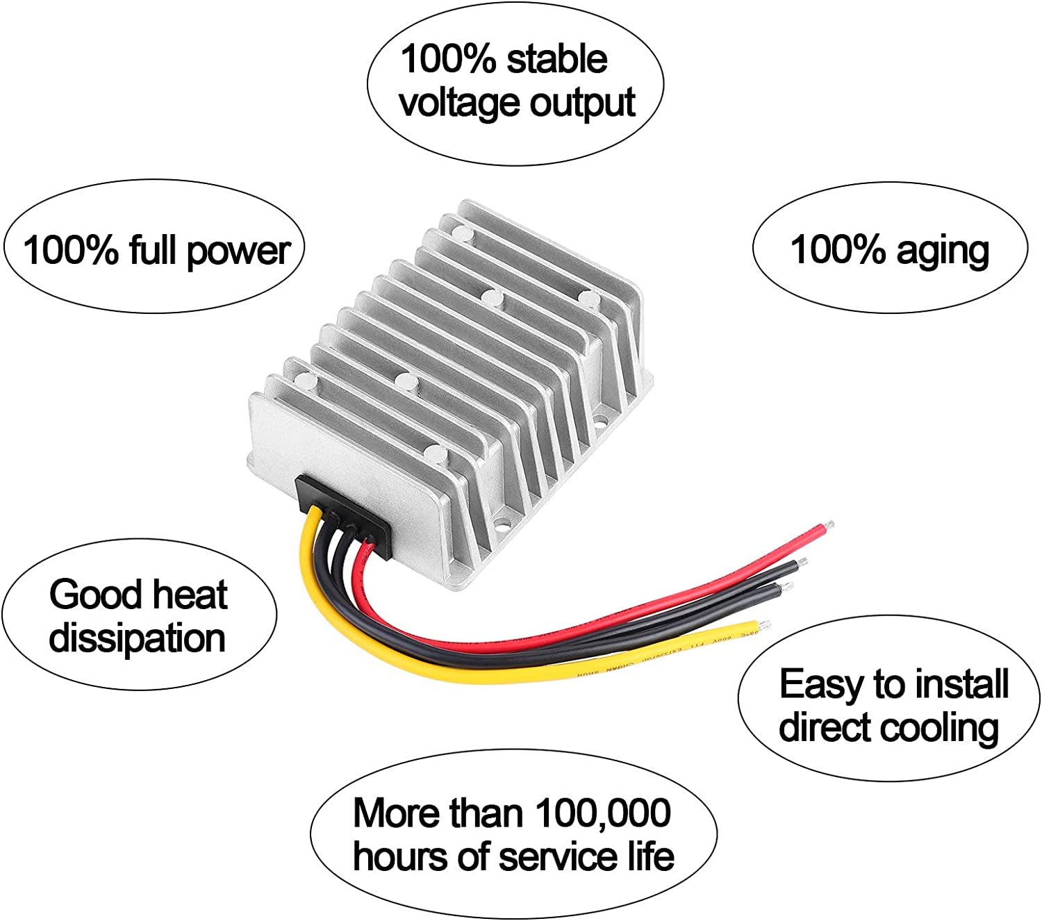 BZONE DC 48V Step Down to DC 12V 30A 360W Voltage Reducer Converter Golf Cart Voltage Regulator Waterproof for Golf Cart