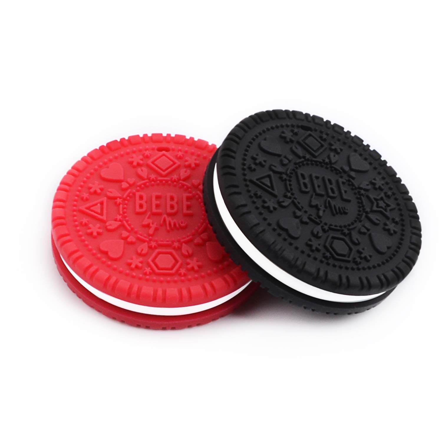 Bebe Silicone Baby Teether Toys & Gum Massagers, 1 Hard & 1 Soft Cookies & Raspberry