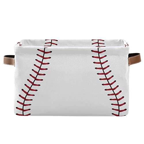 AUUXVA Sports Baseball Print Storage Basket Bins,Cool Baseball Decorative Baskets Storage Box Collapsible Storage Cubes Organizer with Handles for Nursery Shelf Closet Office Home Bedroom, 1 Pack