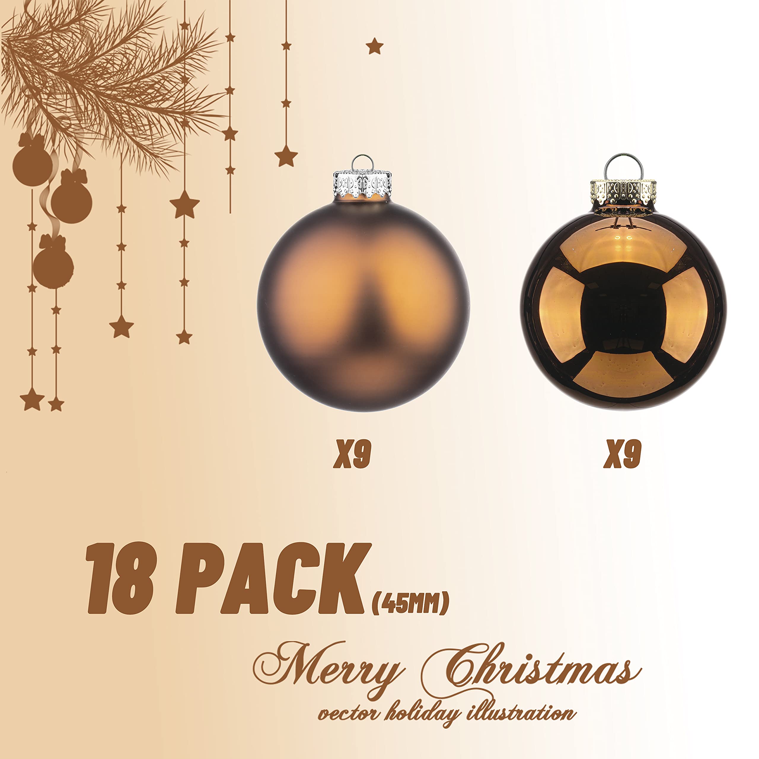 18PCS 1.8inch(45mm) Christmas Ball Ornaments for Christmas Decorations, Glass Ball Present for Xmas Trees and Wedding Party, Xmas Tree Decorations Set(Dark Blue)
