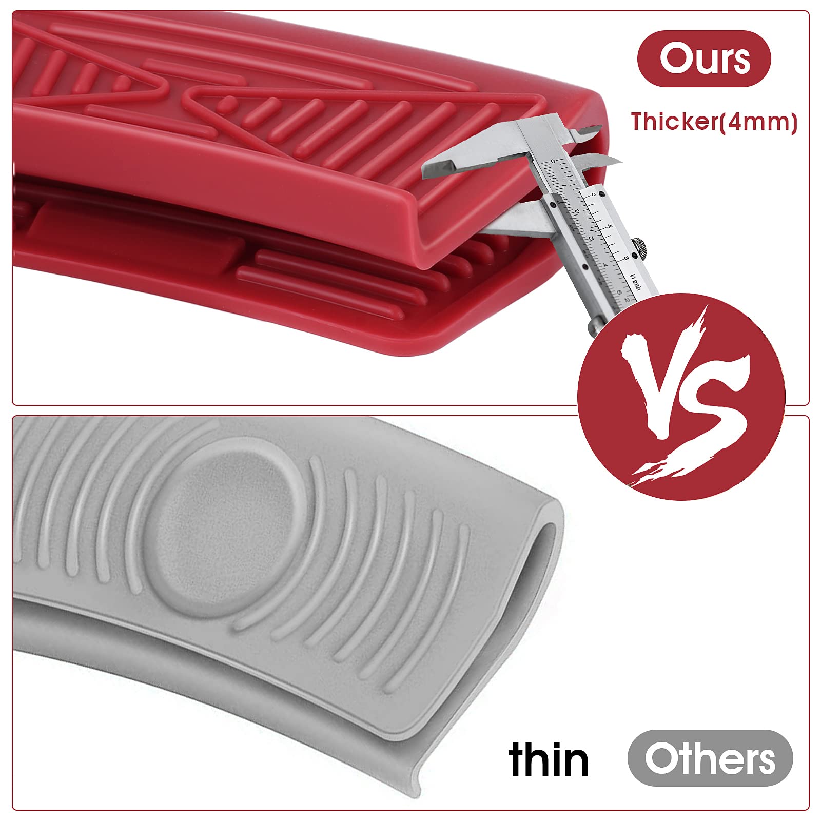 2 Pairs Silicone Pot Handle Covers, Heat Resistant Cast Iron Handle Cover Silicone Assist Hot Handle Holder Sleeves for Cast Iron Pans Woks Griddles Skillets