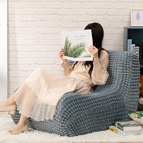 ALIMORDEN Accent Bean Bag Couch for Adult, Soft Plush Lounge Chair Lazy Leisure Sofa for Living Room, Bedroom, Salon, Office, Grey