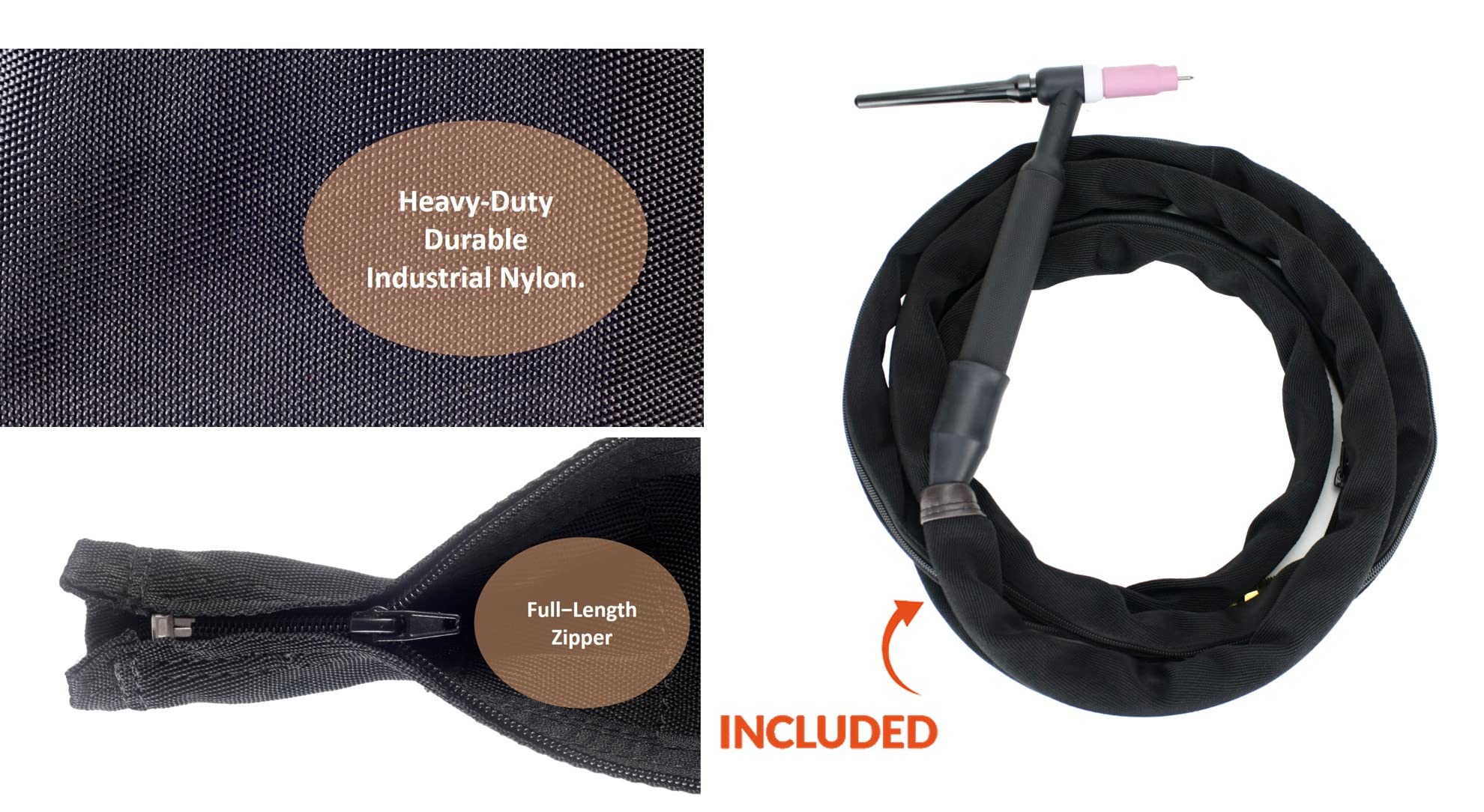 26FV Series - 200 Amp - Air Cooled - Flexible Head TIG Torch with Valve - 25 feet 1-Piece SÜA®Flex Cable - Dinse 35-70 Connector