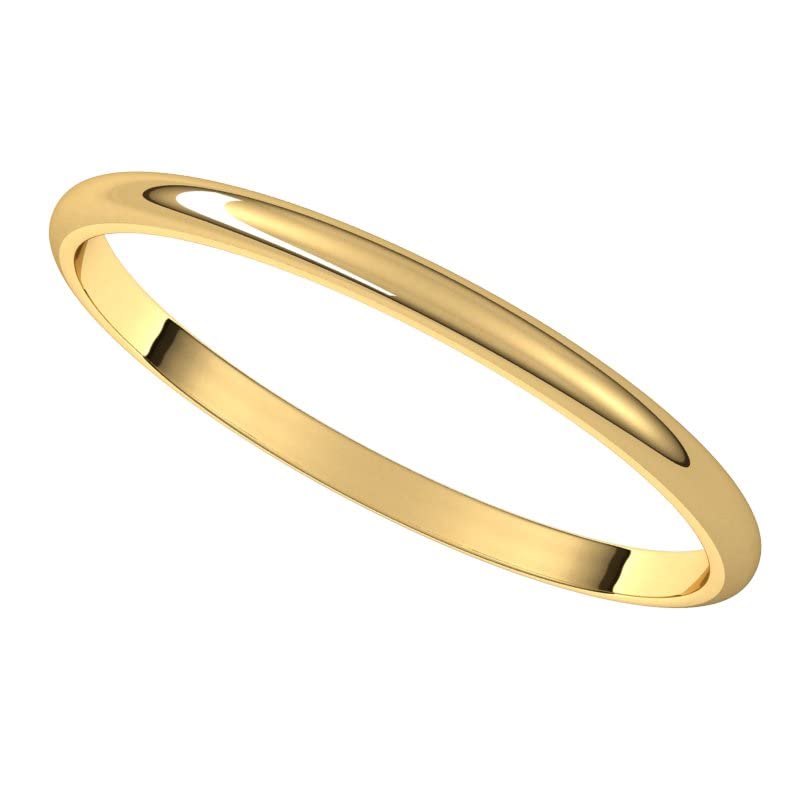 18k Yellow Gold 1.5mm Half Round Ultra-Light Band Unique Design, Size 5.5