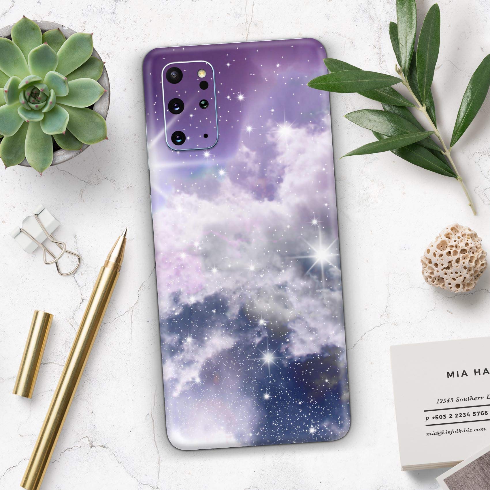 DesignSkinz Sparkly Space Protective Vinyl Decal Wrap Skin Cover Compatible with The Samsung Galaxy S20 (Screen Trim & Back Glass Skin)