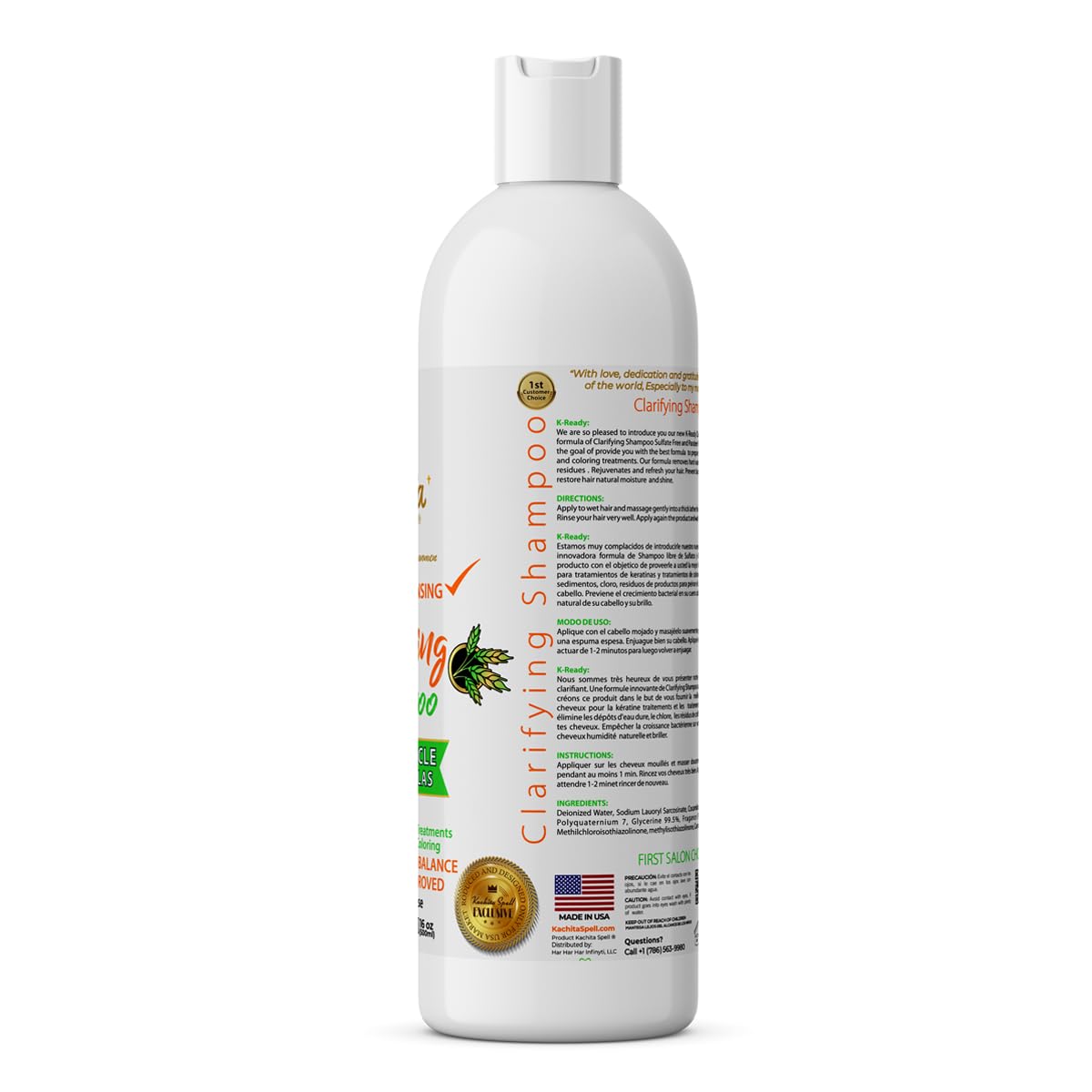 Kit Brazilian Keratin 3D IMPROVED FORMULA Treatment Hair Straighteners Hight Bright Kachita Spell + Clarify Shampoo