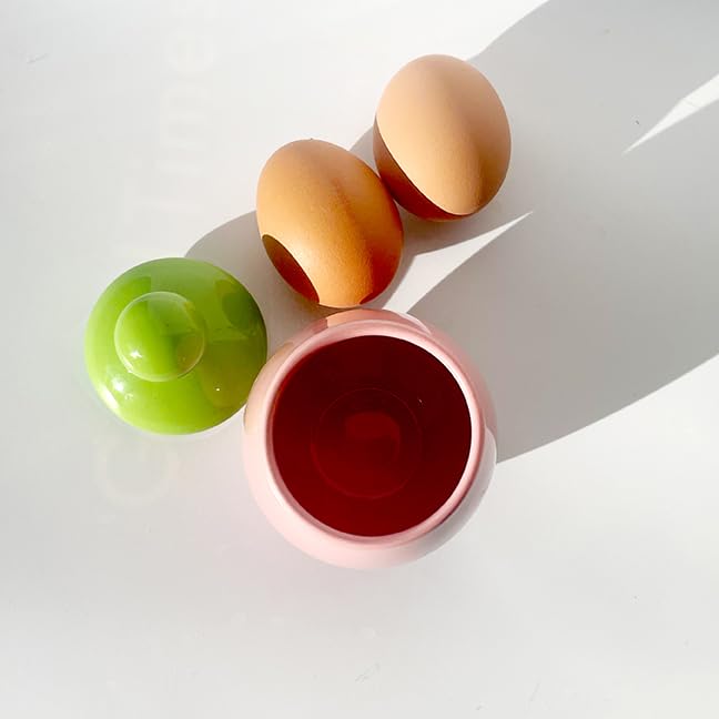 Äggcøddler AggCoddler - Scandinavian Porcelain Egg Coddler with Simple Lid - Minimalist Design Egg Poacher Cooker for Quick and Easy Breakfast or Elegant Display - Hanna M, Small, Pink