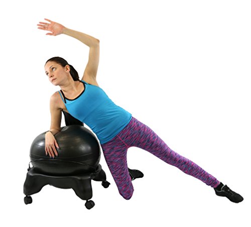 CANDO Ball Chair Inflatable Ergonomic Active Seating Exercise Ball Chair with Air Pump for Home, Office, and Classroom,Black, 22"