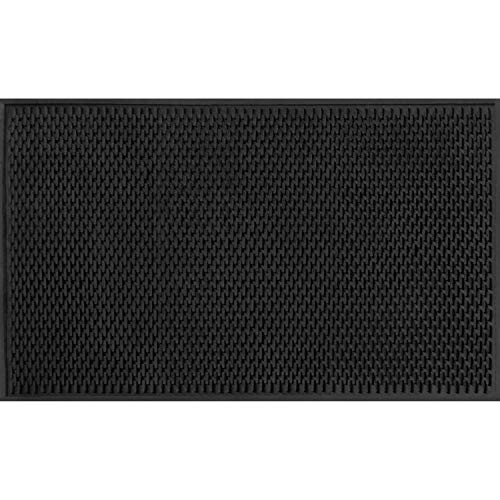 Amazon Basics Outdoor/Indoor Rubber Scraper Commercial Mat 3x5 Staggered Oval Pattern Black