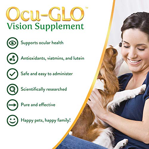 Ocu-GLO Cat & Dog Senior Supplement for Eye Support - Soft Chews Vision Vitamins Supplements for Large and Small Pets Care with Lutein, Omega-3 Fatty Acids, Grape Seed Extract & Antioxidants