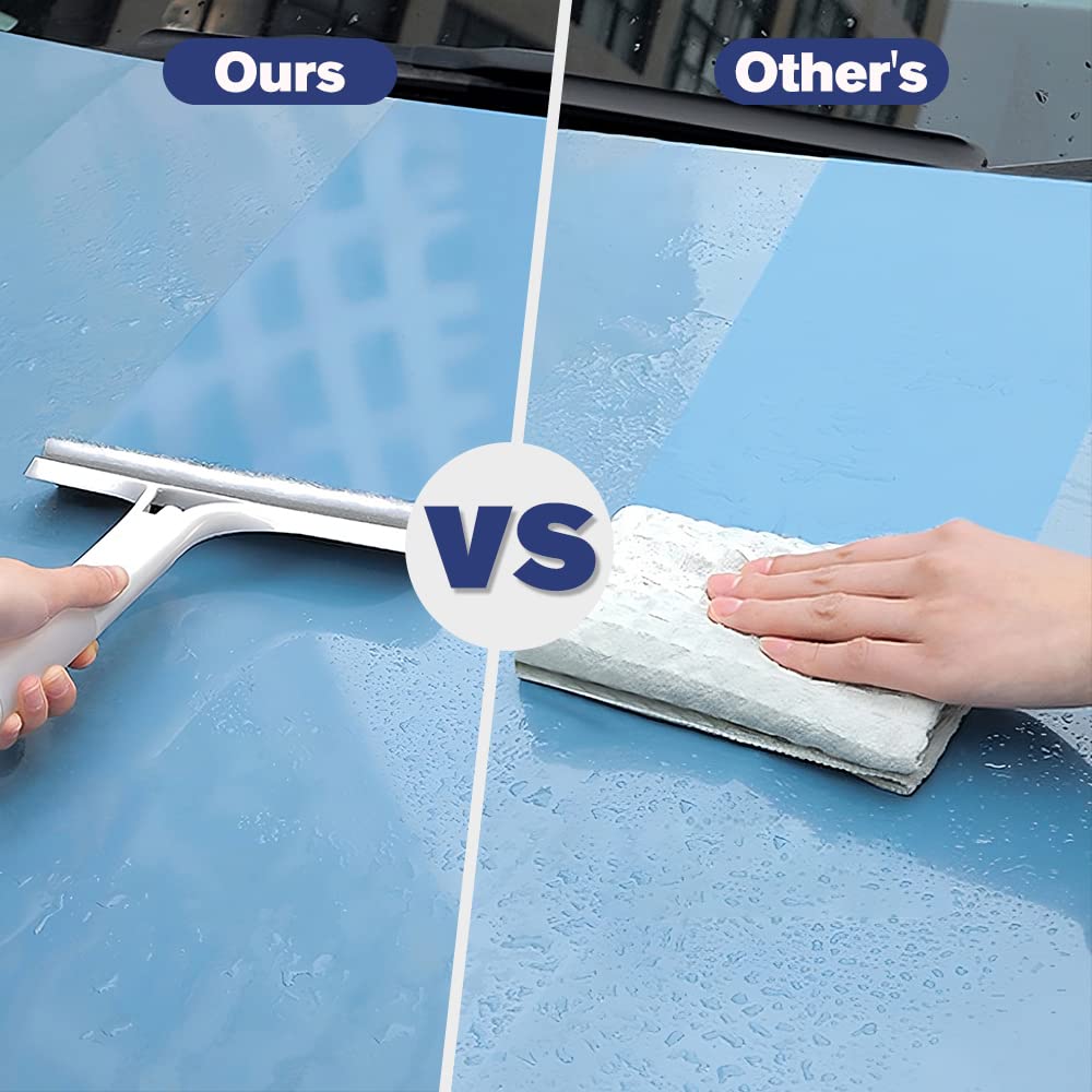 3 in 1 Window Cleaning Tool for Car Indoor Outdoor High Windows, 2023 New Window Squeegee with Spray, Multifunction Magic Broom Brush Squeeze Silicone Broom Sweeping Shower Squeegee (Blue, 1)
