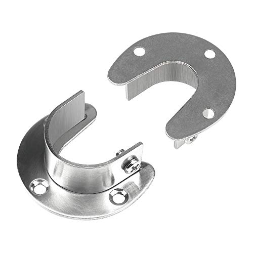 Favordrory 6 Pieces Stainless Steel Closet Pole Sockets Rod Socket Flange Set Rod Support Flange Holder, U Shaped, Easy Installation or Removal