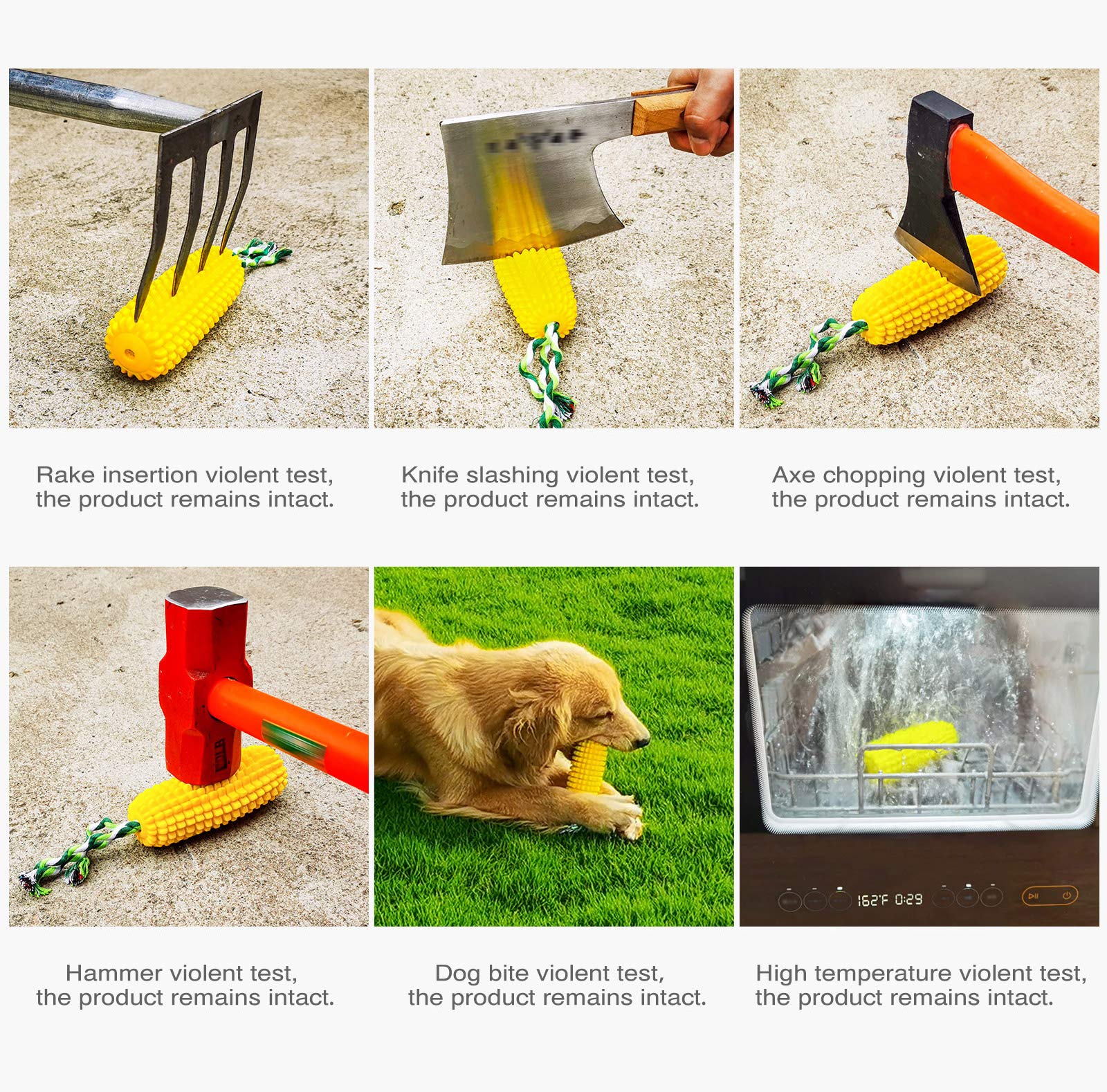 AGIEG Dog Toy Corn Yellow Puppy Squeaky Toys Pet Durable Chewing Toothbrush Cleaning Back Teeth, Add Toothpaste, Chew Toy for Mediun and Large Dogs,All Breed Size
