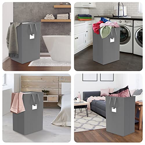 75L Large Laundry Hamper with Handles, Dirty Clothes Hamper for Bedroom Waterproof, Freestanding Tall Laundry Basket Waterproof, Hamper for Bedroom, Bathroom, Dorm, Toys Storage(Grey)