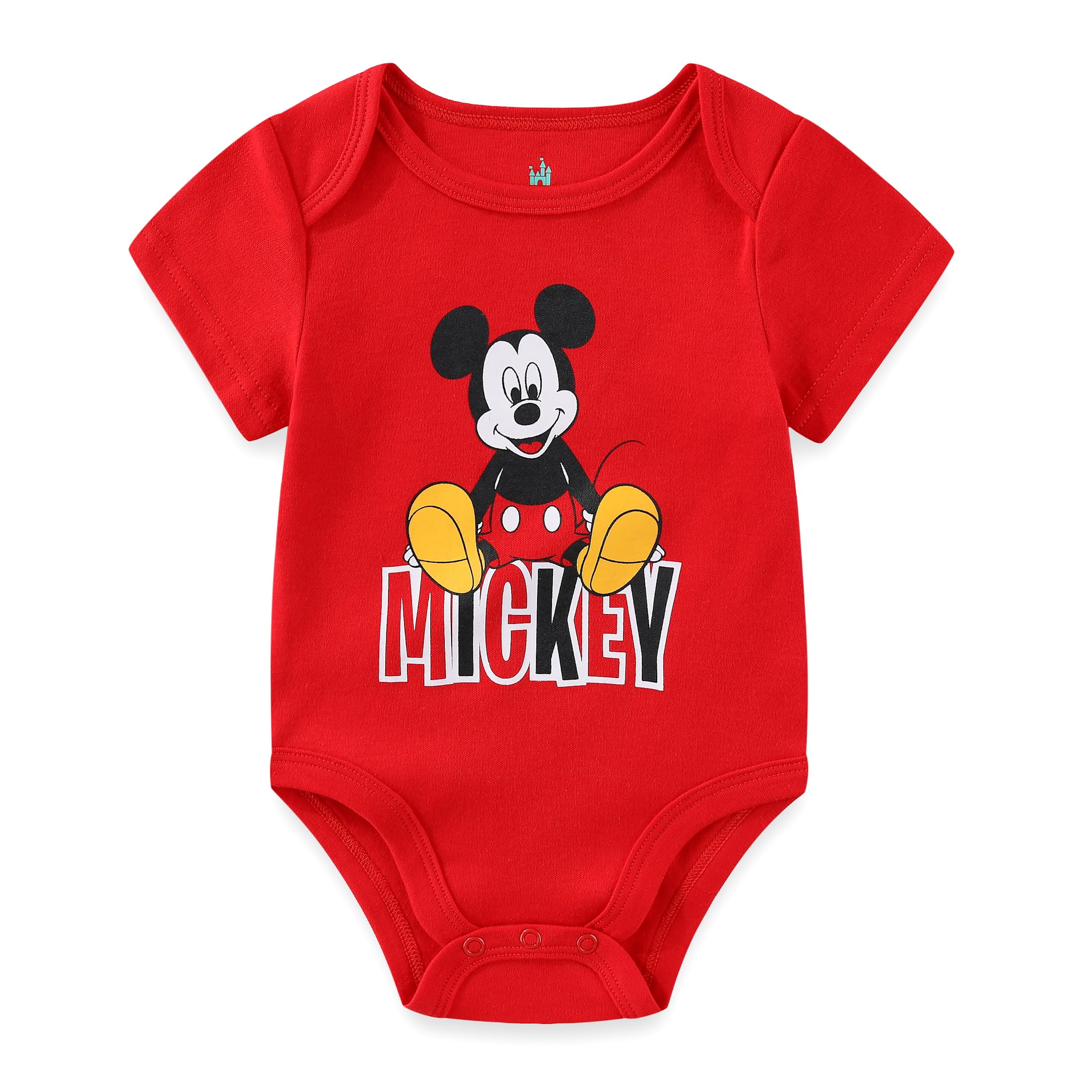 Disney Mickey Mouse, Lion King, and Winnie the Pooh Baby Boys 5 Pack Bodysuits for Newborn and Infants