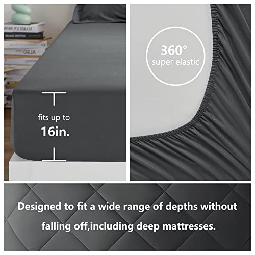 CozyLux Twin XL Size Comforter Set 5 Pieces Dark Grey Twin Extra Long Bed in a Bag for College Dorm All Season Bedding Sets with Comforter, Pillow Shams, Flat Sheet, Fitted Sheet and Pillowcases